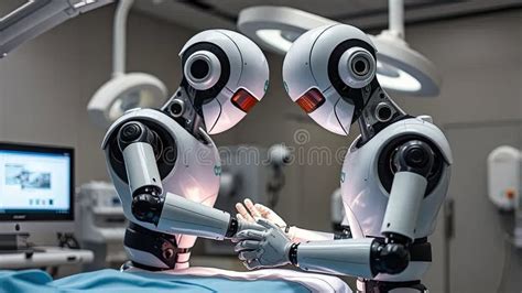 Robot Surgeon Assisting Doctor In Operating Room Stock Illustration Illustration Of Robot