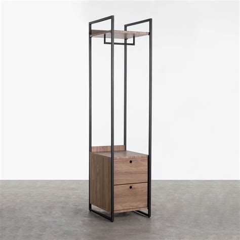 Garderobenständer Mit Zwei Schubladen Aus Metall Und Mdf 180x40 Cm