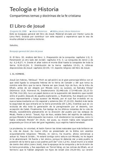El Libro De Josué Teología E Historia Pdf Joshua Canaán