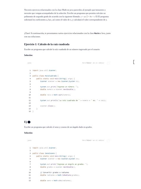 Ejercicios Chatgpt Clase Math Y Metodo If Pdf Java Lenguaje De