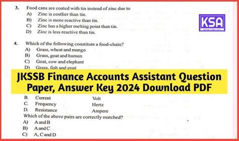 Finance Accounts Assistant Answer Key 2024 Question Paper