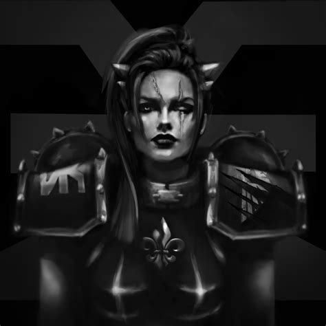 Corrupted Battle Sister Sisters Art Monochromatic Portrait Sisters