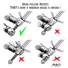 드림팩토리 그림공부봇 в Твиттере rubus the barbarian님의 칼 검 잡는 손 모양 출처 Drawing Art Martial Arts
