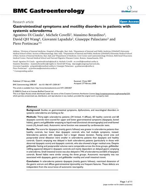 Pdf Gastrointestinal Symptoms And Motility Disorders In Patients With Systemic Scleroderma