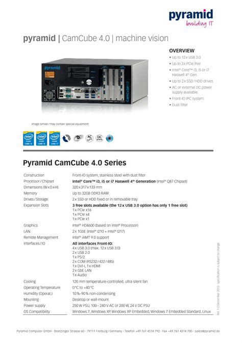 PDF Pyramid CamCube Machine Vision SENSOR TEST Pyramid CamCube Machine