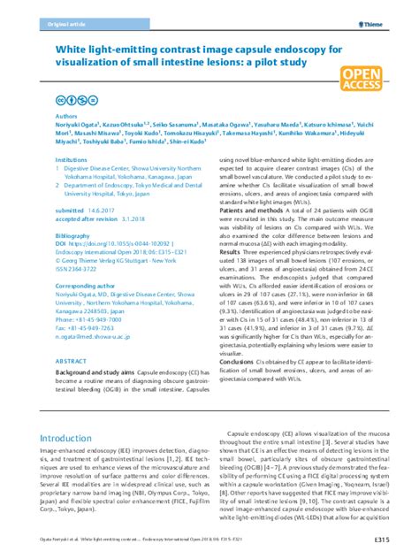 Pdf White Light Emitting Contrast Image Capsule Endoscopy For Visualization Of Small Intestine