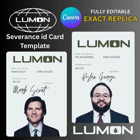 Severance Lumon Id Card Template Editable Canva Template Lumon Keycard Printable Macrodata
