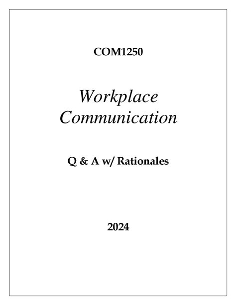 Workplace Communication Q And A W Rationales Exams Nursing Docsity