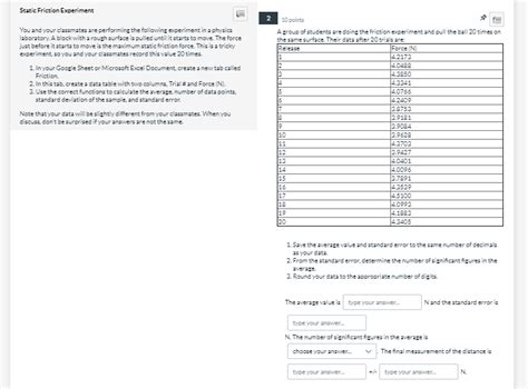 Solved Static Friction Experiment You And Your Classmates Chegg