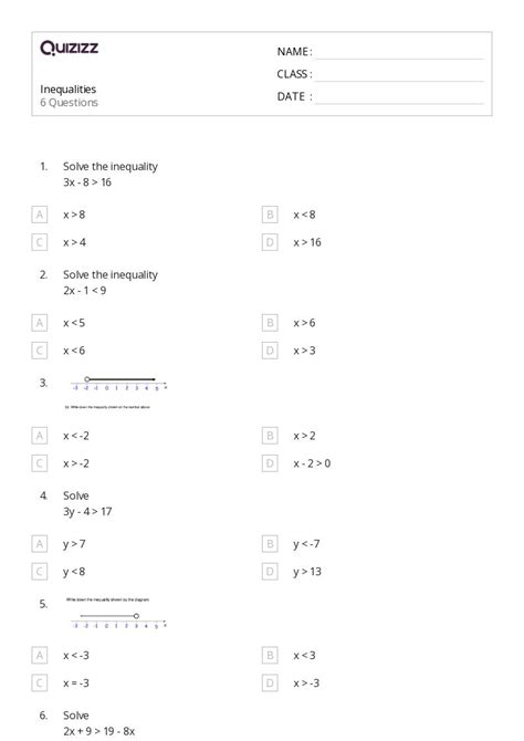 Inequalities Worksheets On Quizizz Free Printable