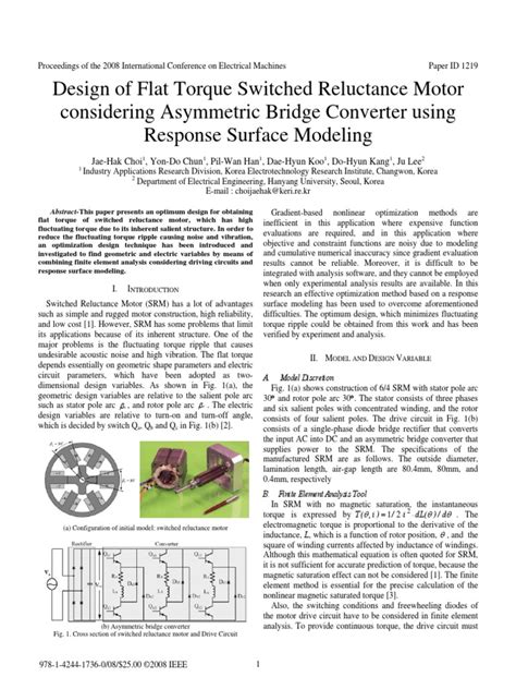 Pdf Design Of Flat Torque Switched Reluctance Motor Considering