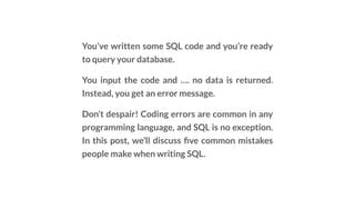 Five Common SQL Errors PPT Free Download