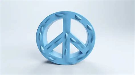 만화 스타일 3d 렌더링 흰색 배경에 파란색 평화 기호 그림 전쟁 없음의 개념을 홍보 하 고 싸움을 중지 전쟁이 없다 전쟁을