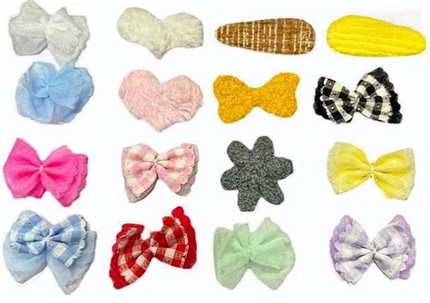 Assorted Fabric Bows Hearts And Flower Appliques Hair Clips Dresses