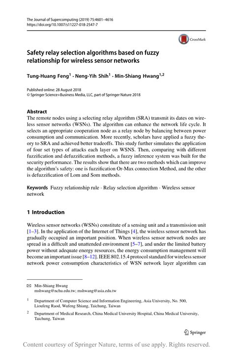 Safety Relay Selection Algorithms Based On Fuzzy Relationship For Wireless Sensor Networks