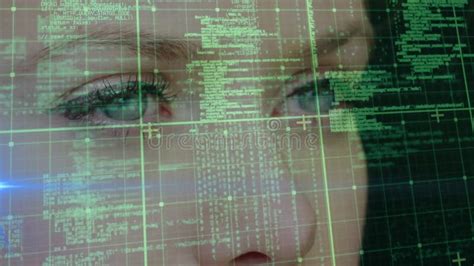 Animation Of Data Processing And Light Spots Over Eyes Of Caucasian Woman Stock Video Video Of