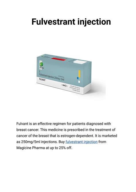 Fulvestrant Injection By Generic Medicine Issuu