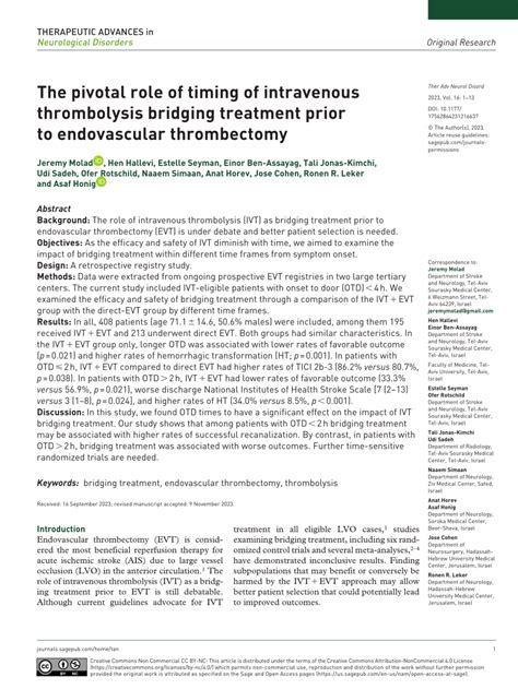 Pdf The Pivotal Role Of Timing Of Intravenous Thrombolysis Bridging Treatment Prior To