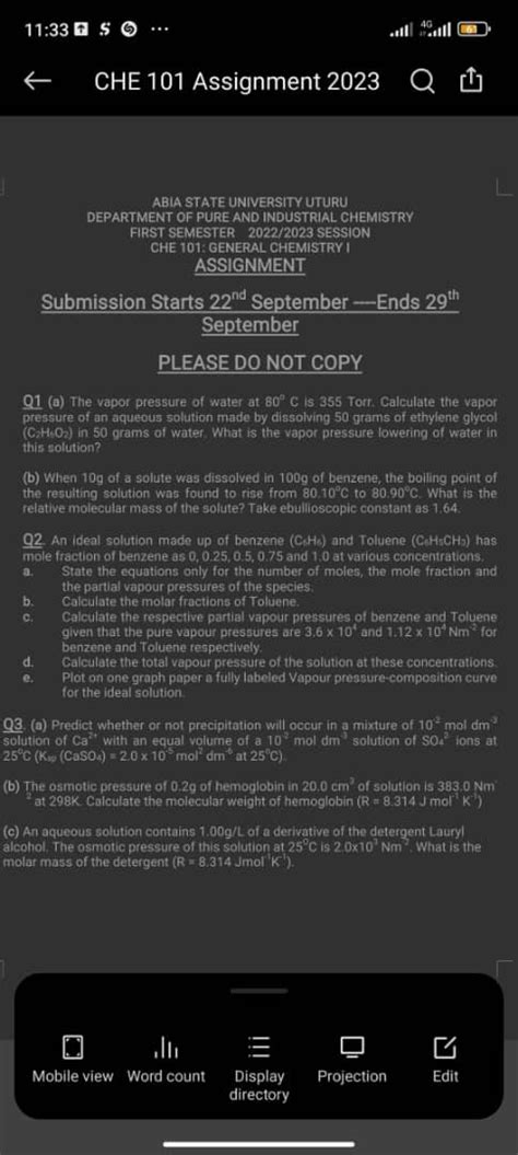 Solved S Che Assignment Q Abia State
