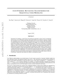 ConvFormer Revisiting Transformer For Sequential User Modeling DeepAI