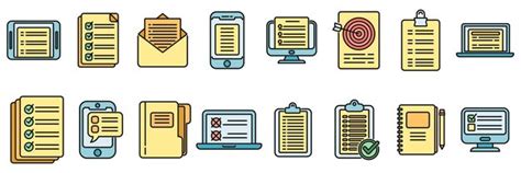 Premium Vector Assignment Icons Set Vector Color Line