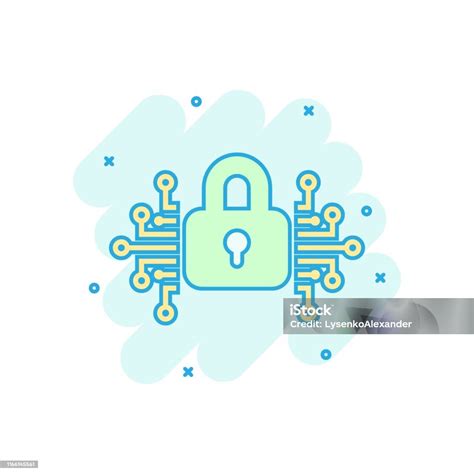 漫畫風格的網路安全圖示掛鎖鎖定向量卡通插圖上的白色隔離背景封閉密碼業務理念飛濺效應向量圖形及更多上鎖圖片 上鎖 互聯網 保安 Istock