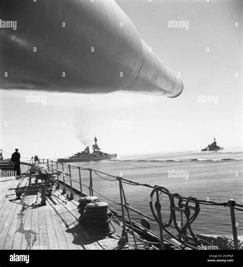 During World War Ii The War Ship Sverige During Navy Exercises At Sea