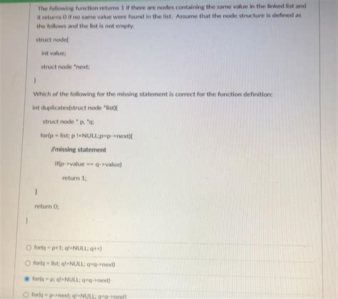 Solved The Following Function Retums 1 If There Are Nodes
