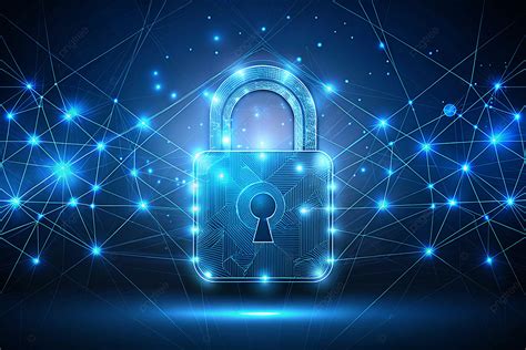 Glowing Padlock With Futuristic Digital Network Lines For Data Safety Wallpaper Background