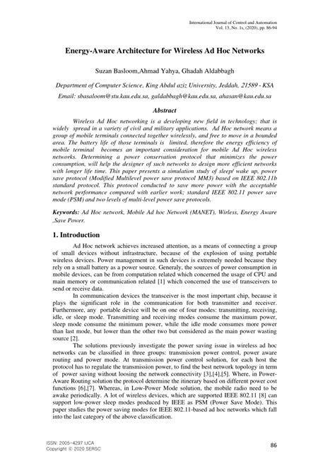 Pdf Energy Aware Architecture For Wireless Ad Hoc Networks