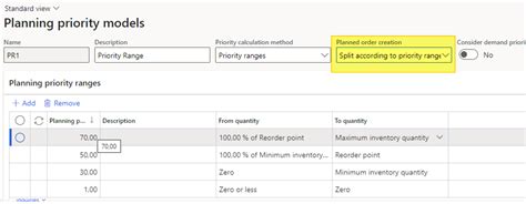 Priority Range Methodology On Planning Priority Model With Planning Optimization D365tour