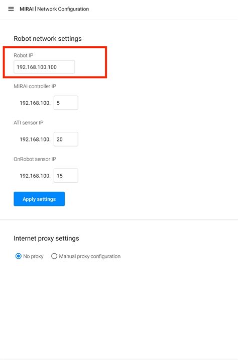 Mirai Training App Network Configuration Micropsi Industries Inc