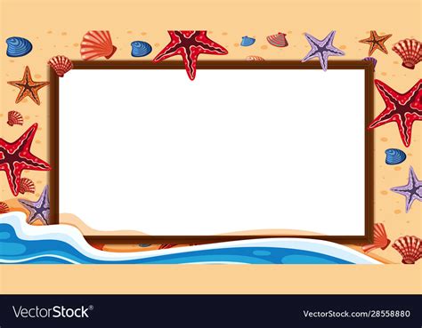 Border Template With Ocean Theme In Background Vector Image