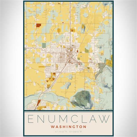 Enumclaw Washington Map Print In Woodblock — Jace Maps