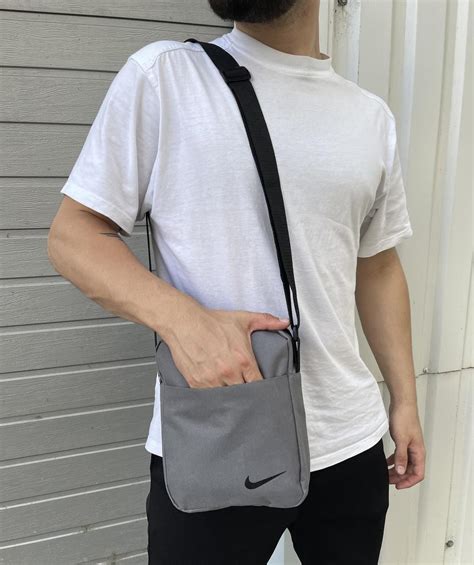 Купить Мужская барсетка Nike серая тканевая через плечо , Мужская сумка ...