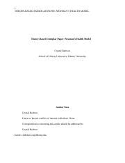 TEP First Draft Peer Review Docx 1 THEORY BASED EXEMPLAR PAPER