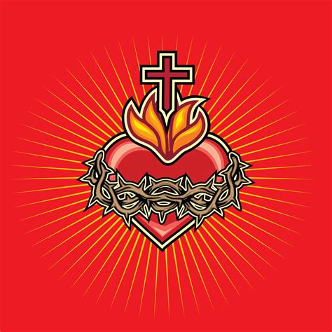 Catholic Symbol Most Sacred Heart Of Jesus 25231501 Vector Art At Vecteezy