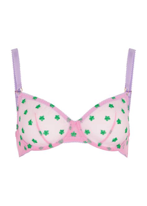 Dora Larsen Arella Embroidered Tulle Underwired Bra 36b Pink