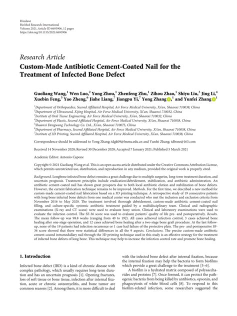 Pdf Custom Made Antibiotic Cement Coated Nail For The Treatment Of