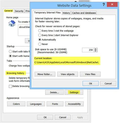 Where Are Temporary Internet Files Stored In Windows