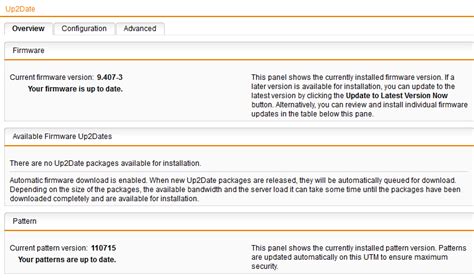 Utm 9 Firmware 9 406 3 Last Check Never Hardware Installation Up2date Licensing Utm