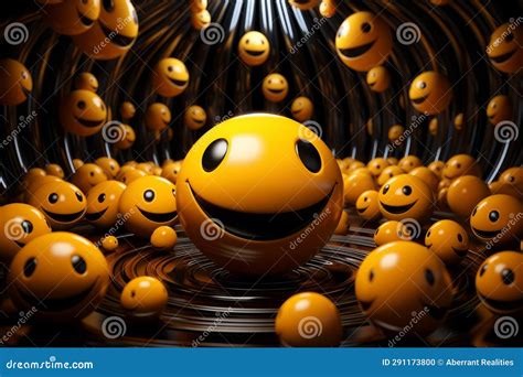 Many Smiley Faces Surround An Orange Smiley Face Stock Illustration