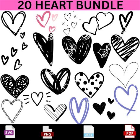 Heart SVG Bundle Heart PNG Hand Drawn Heart Open Heart Svg