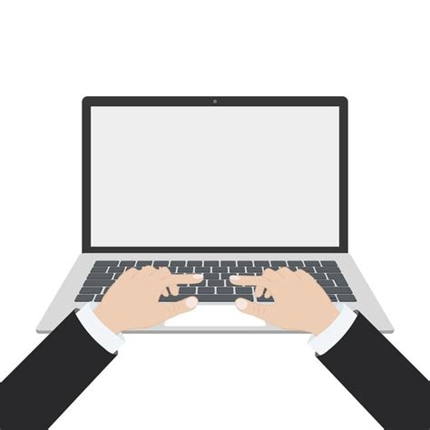 Ordinateur Portable Et Mains Sur Le Clavier Illustration Vectorielle