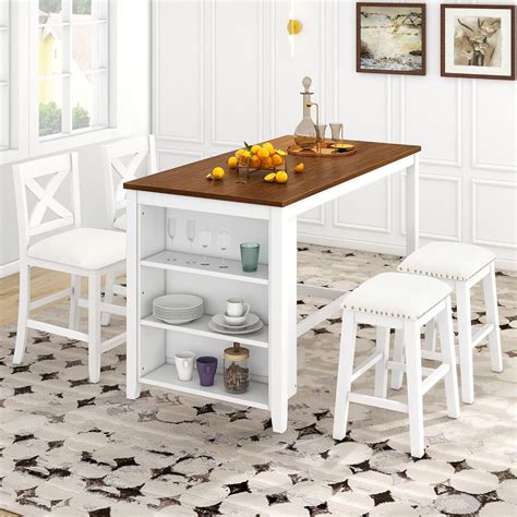 Lumisol Counter Height Table And Chairs For 4 Counter