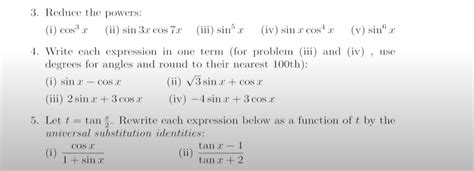 Solved 3 Reduce The Powers I Cos3x Ii Sin3xcos7x Iii