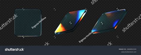 3d Glass Square Shapes Set Refraction Stock Vector Royalty Free 2460852193 Shutterstock
