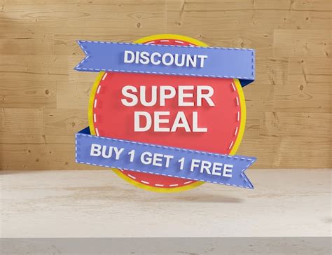 Premium Photo 3d Rendering Red Sticker Sale On Wooden Background Super Sale And Price Badges