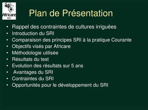 PPT Evolution du Système de Riziculture Intensif SRI comparé à la Pratique Paysanne