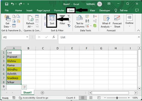 Excel 如何将突出显示的单元格移到顶部极客笔记